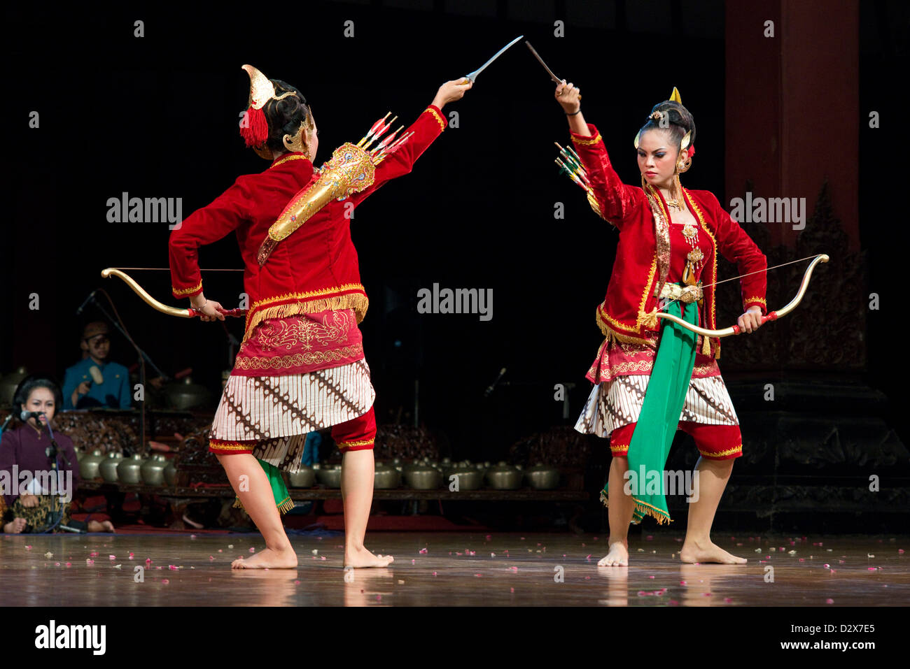 Javanese dancers perform a dance depicting scenes from the Ramayana in ...