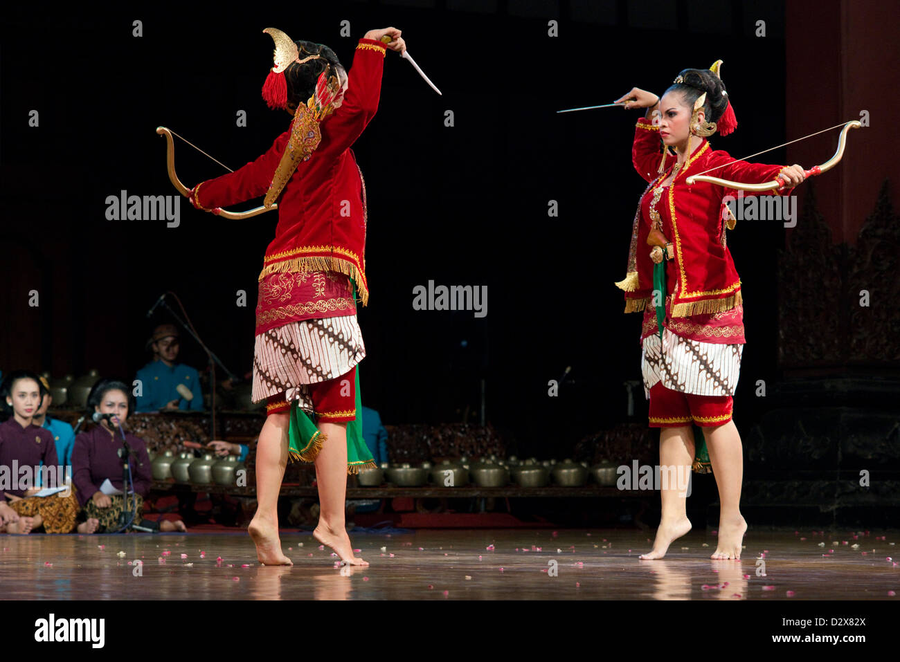 Javanese dancers perform a dance depicting scenes from the Ramayana in ...