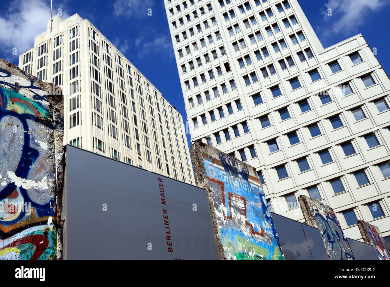 Berlin, Germany, in front of the wall remains Beisheim Center and ...