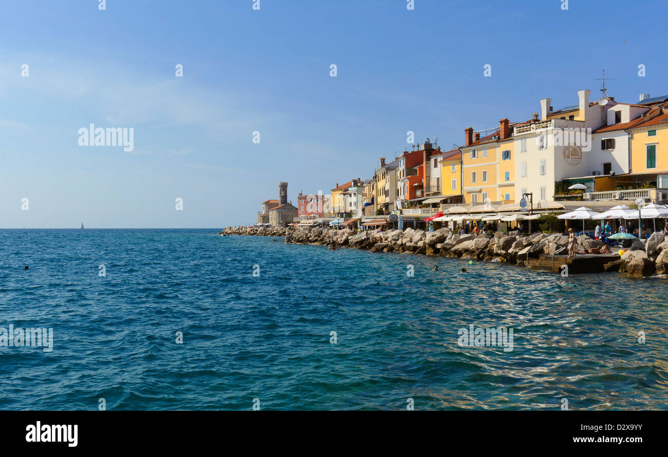 Piran coast view, Piran, Adriatic Coast, Slovenia Stock Photo - Alamy