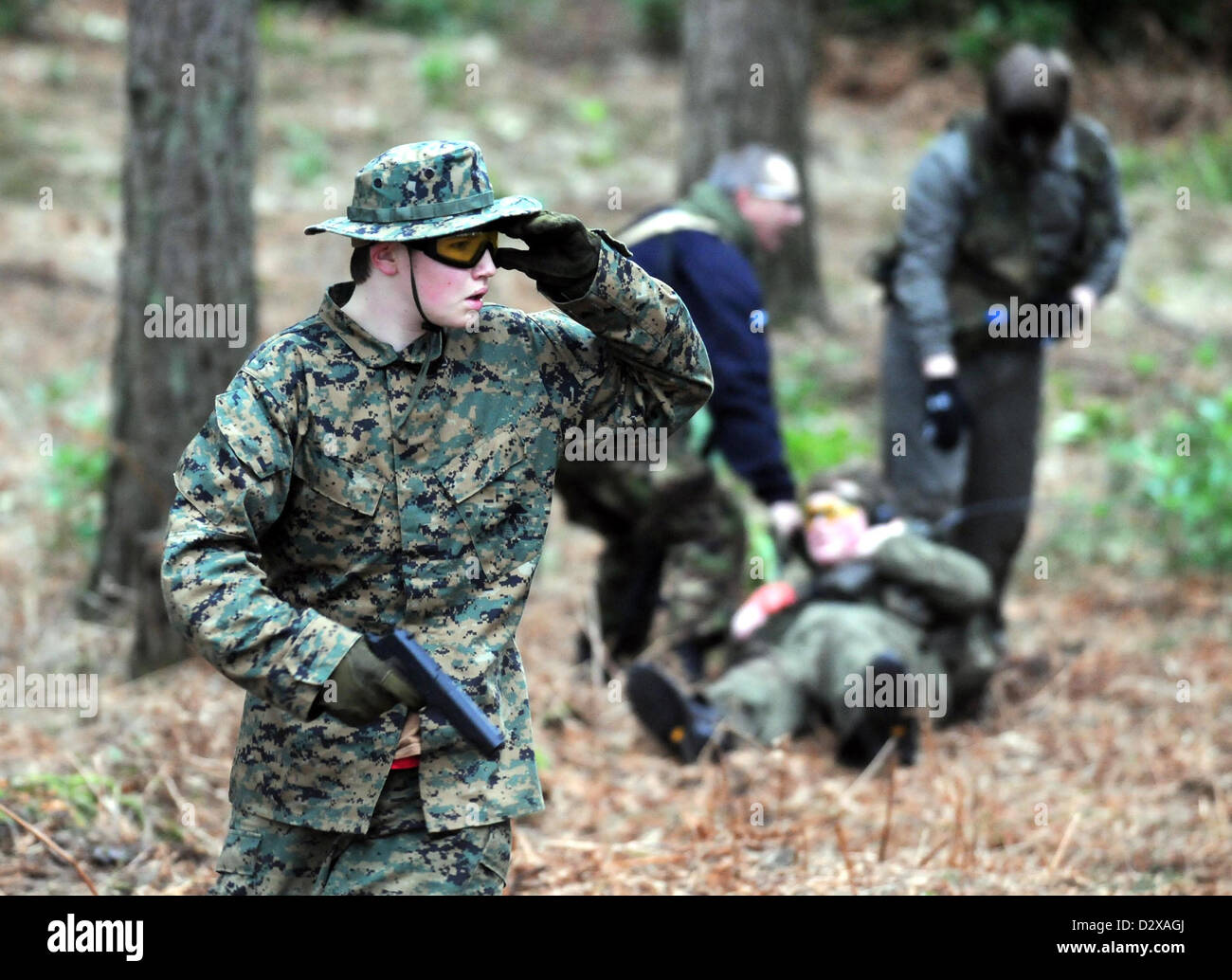 Airsoft, participants in action during an airsoft game, UK Stock Photo ...