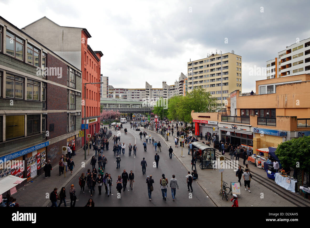 Belrin, Germany, overlooking the Kottbusser gate and visitors of Myfest ...
