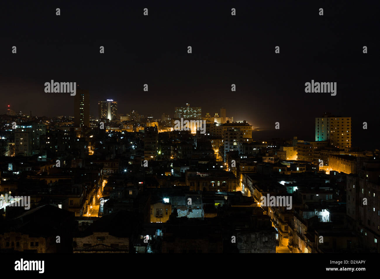 Night aerial view of Havana, Cuba Stock Photo - Alamy