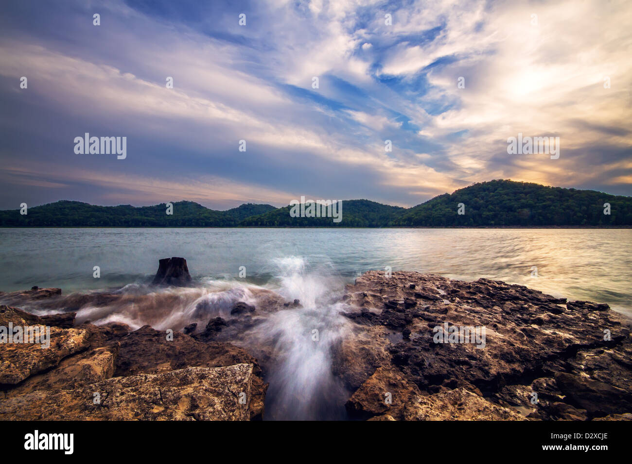 A beautiful sunrise over a lake Stock Photo - Alamy