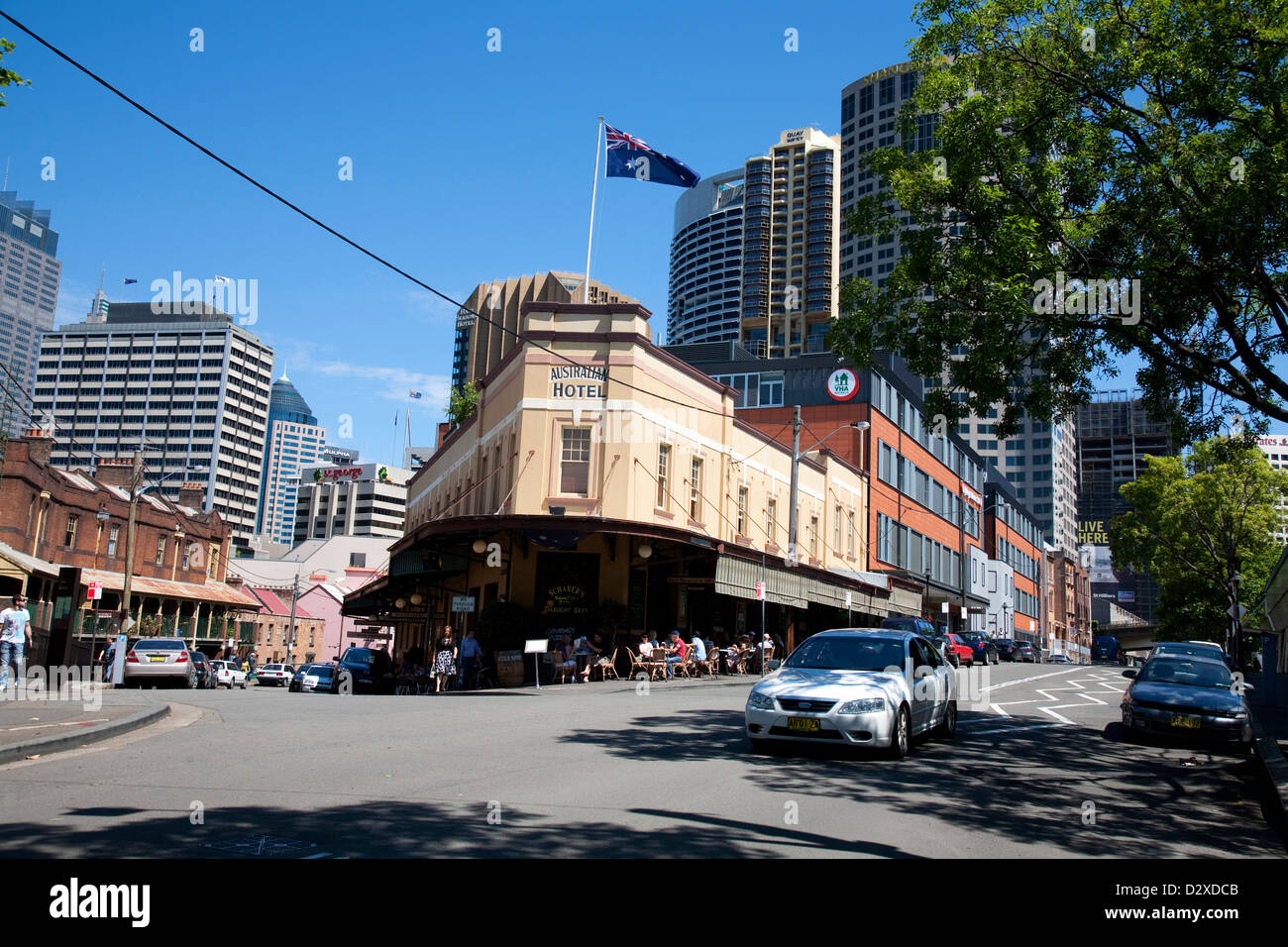 Patrons at the Australian Hotel at The Rocks Sydney Australia enjoying ...