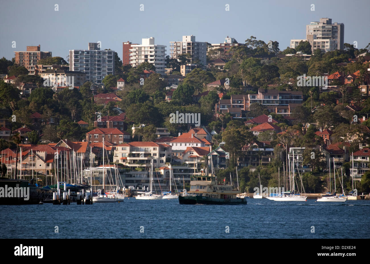 Sydney Harbour Ferry "Supply" leaving North Shore suburb of Neutral Bay ...
