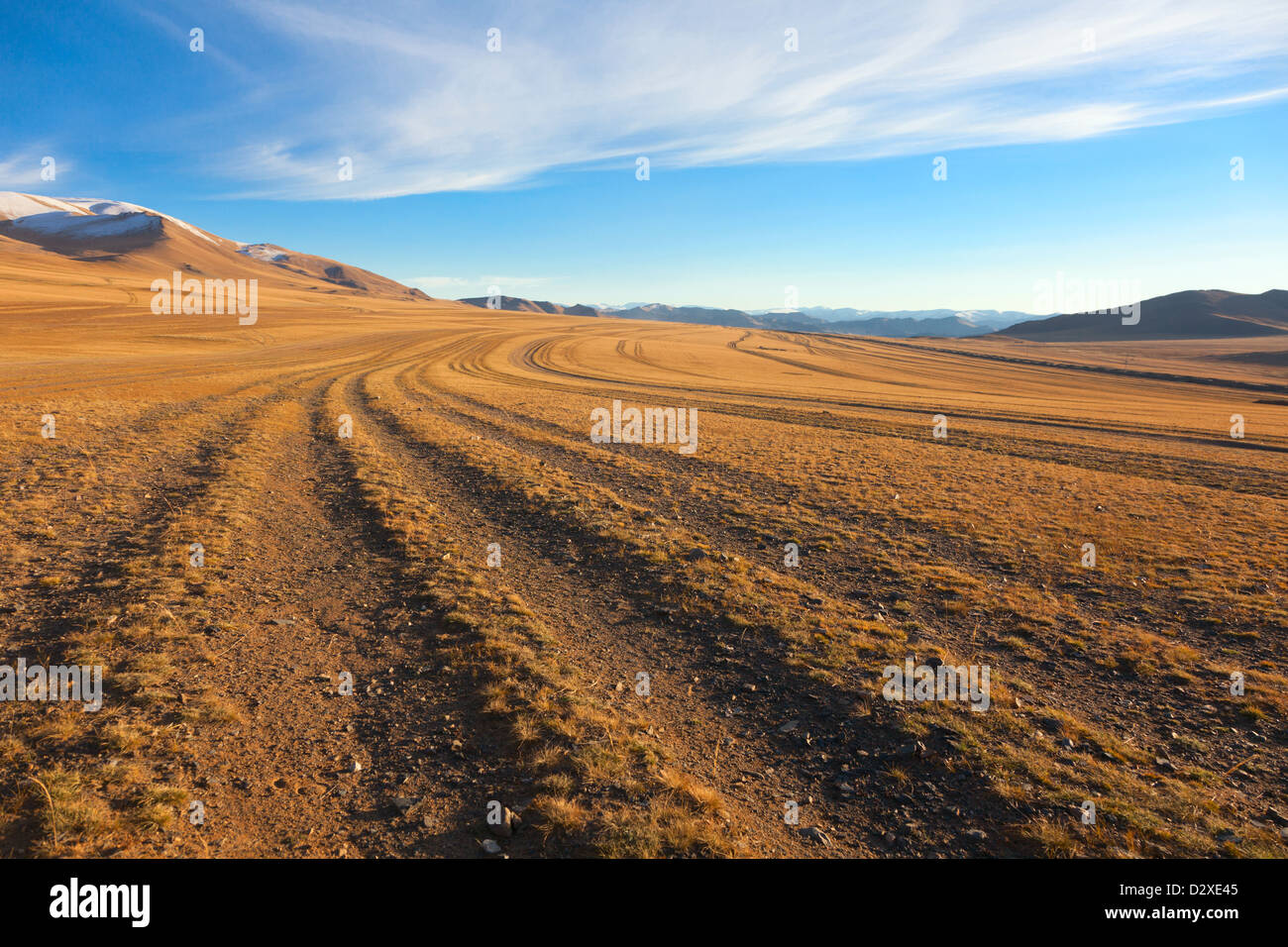 The road in the desert. Central Asia between the Russian Altai and ...