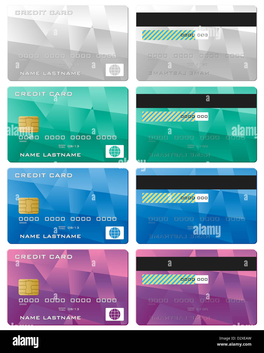 Credit card set on a white background. Vector illustration Stock Photo ...