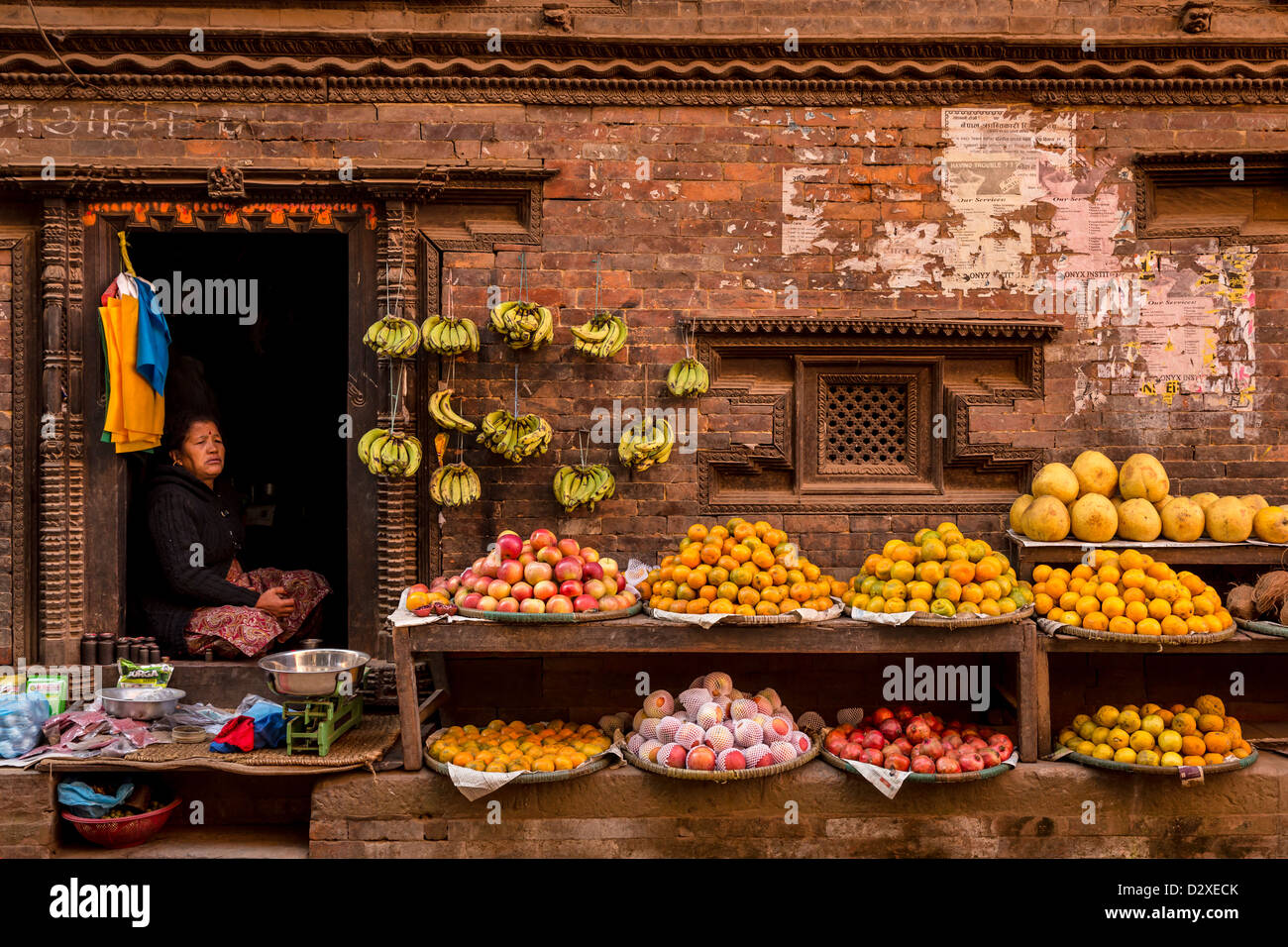 Dealer with fruits at a market in Kathmandu, Nepal Stock Photo - Alamy