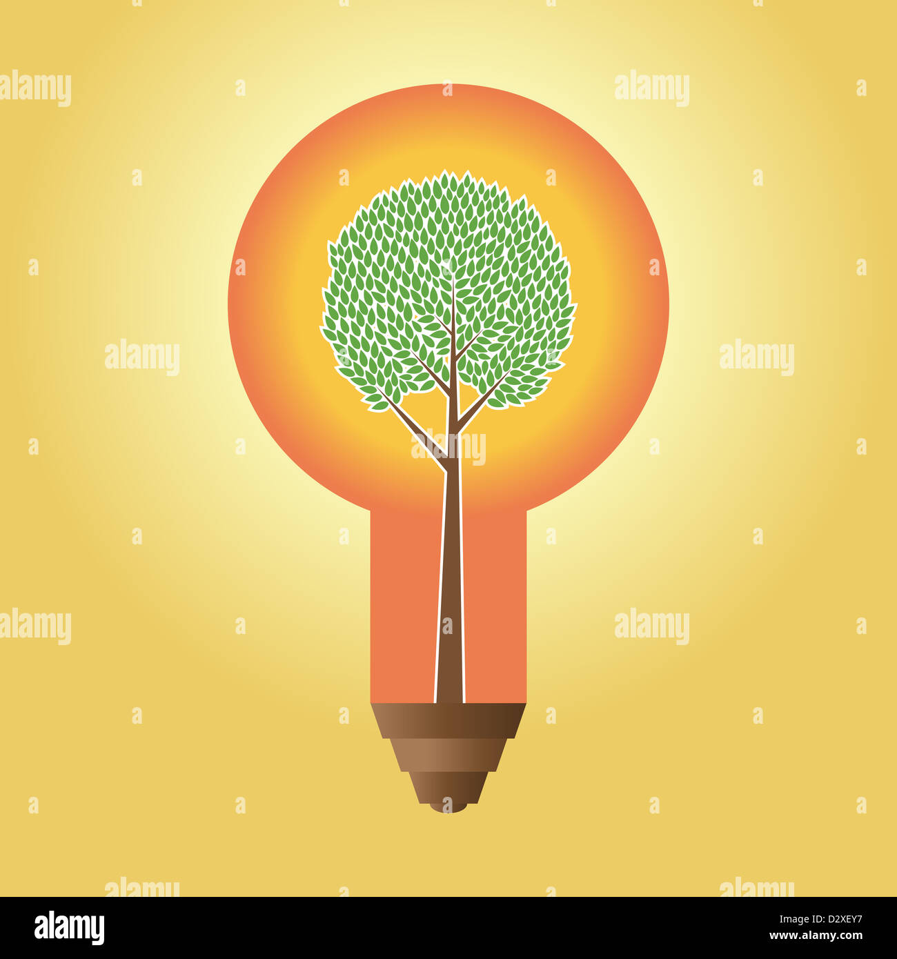 Vector illustration of an abstract tree inside a large lightbulb Stock ...