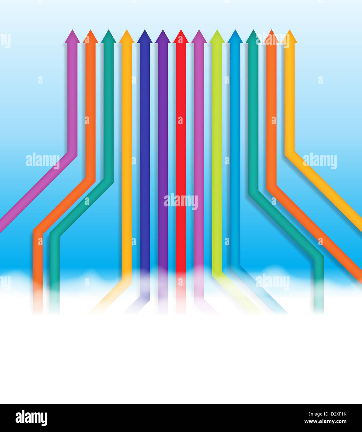 Vector abstract illustration of colorful lines going into the same one ...
