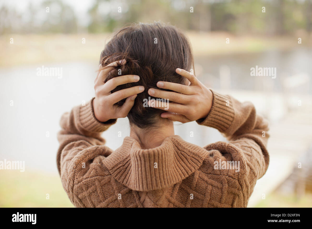 Hand behind head woman arm hi-res stock photography and images - Alamy