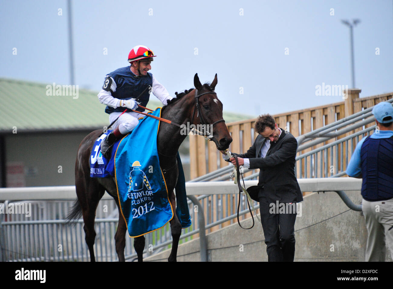 Siyouma (IRE)(3) with Jockey Gerald Mosse aboard celebrates their ...
