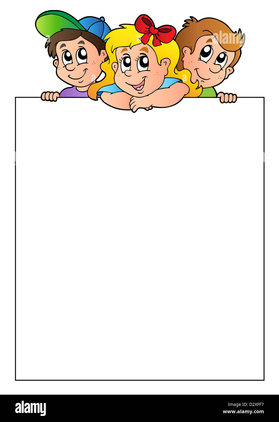 Blank frame with lurking children - color illustration Stock Photo - Alamy