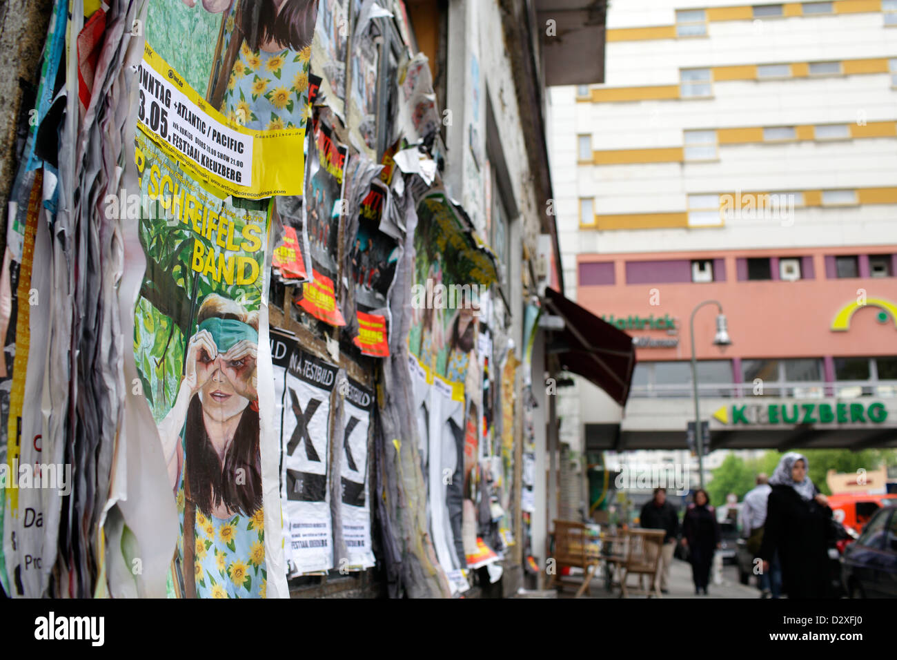 Berlin, Germany, stuck posters on a wall in the Adalbertstrasse Stock ...