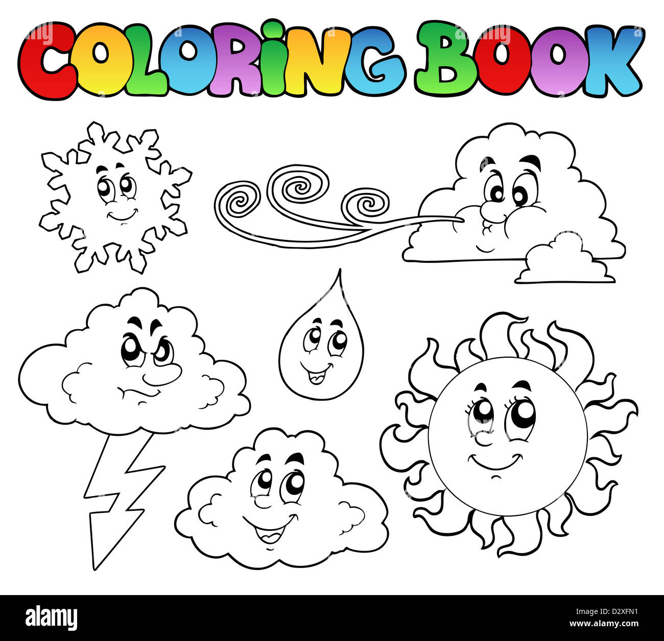 Coloring book with weather images - thematic illustration Stock Photo ...