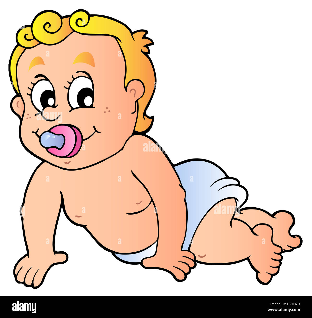 Cute crawling baby - isolated illustration Stock Photo - Alamy
