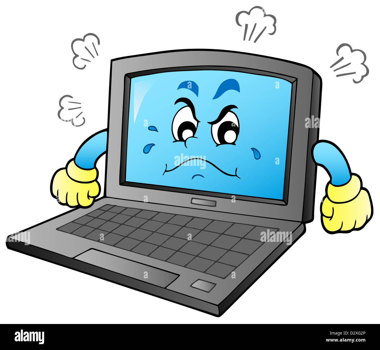 Cartoon angry laptop - isolated illustration Stock Photo - Alamy
