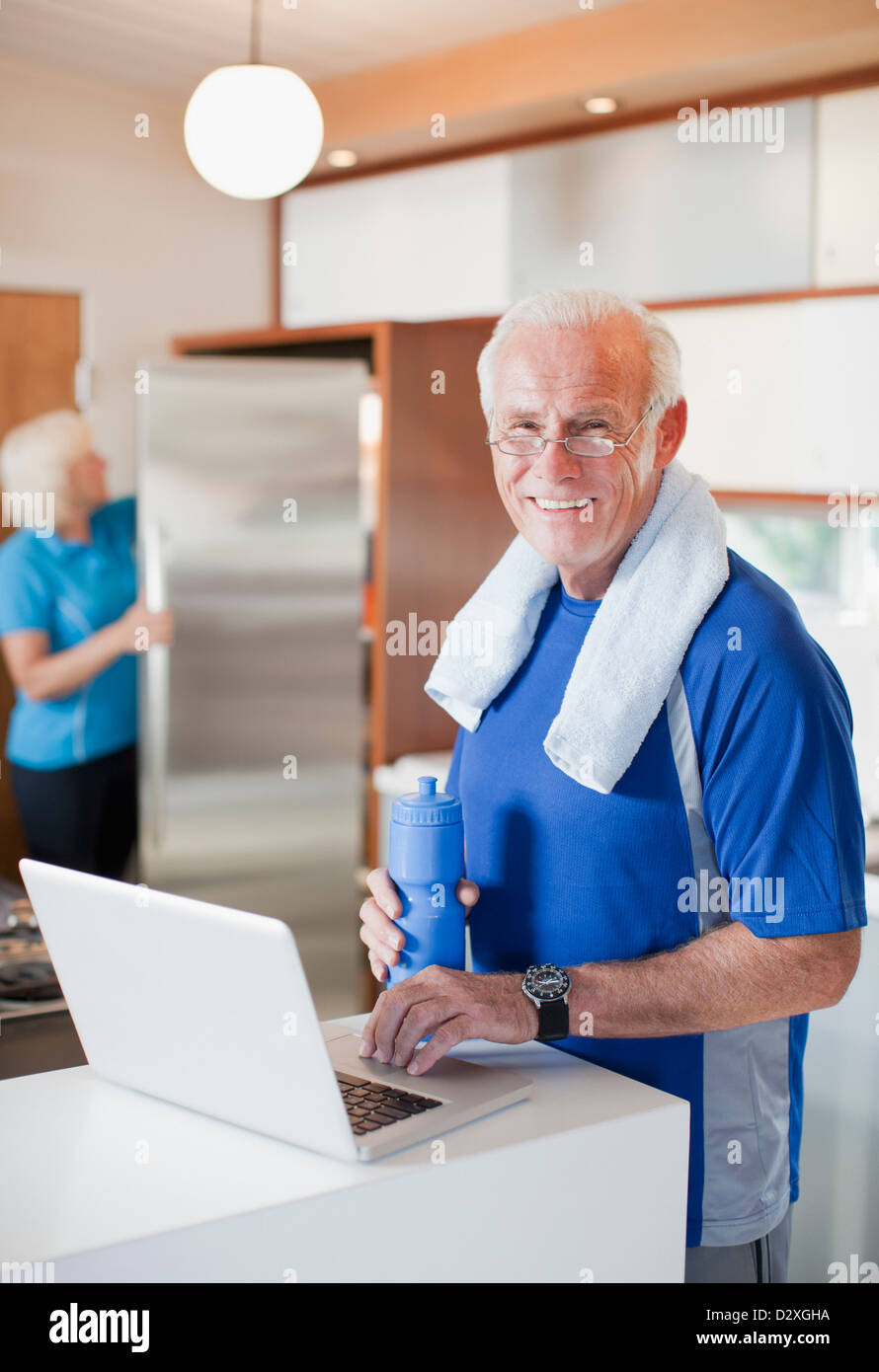 Online workout elderly woman hi-res stock photography and images - Alamy