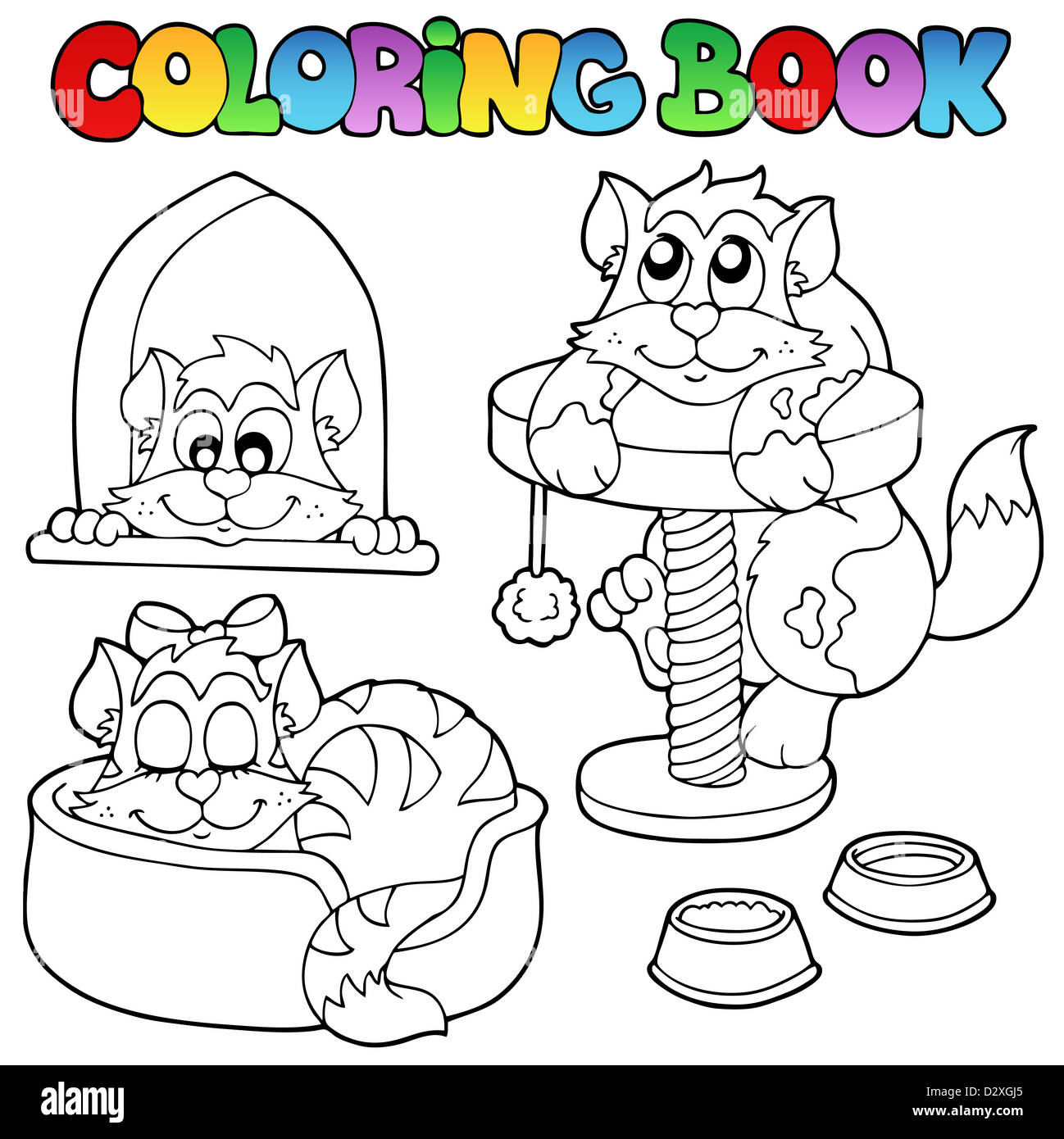 Coloring book with various cats 1 - thematic illustration Stock Photo ...