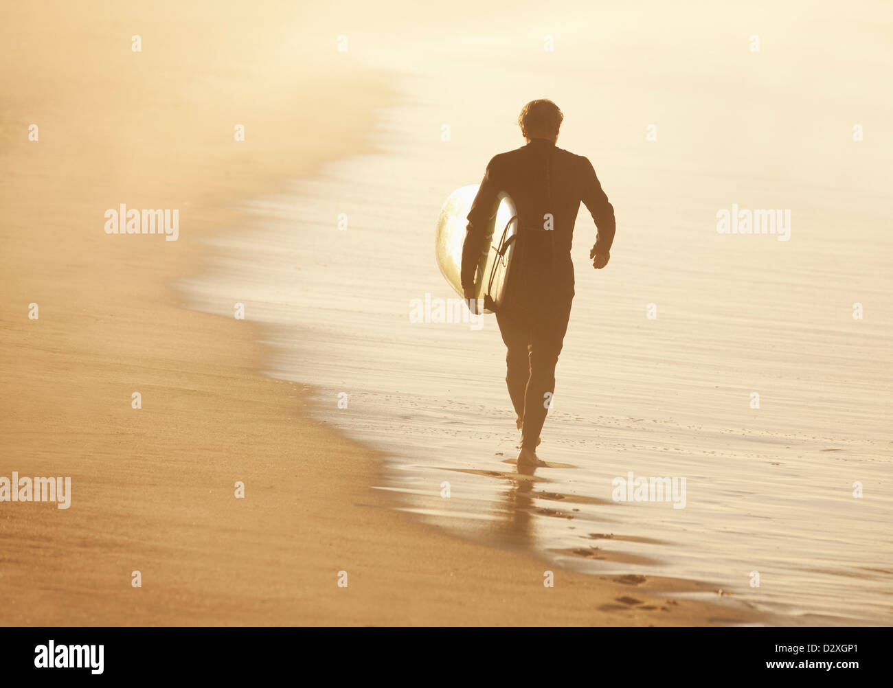 Older surfer carrying board on beach Stock Photo - Alamy