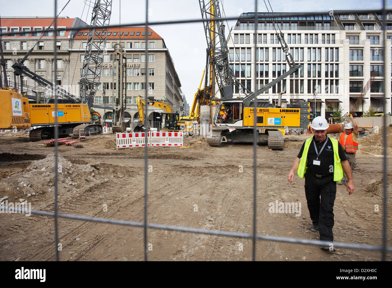 Berlin, Germany, construction workers at the construction site for the ...