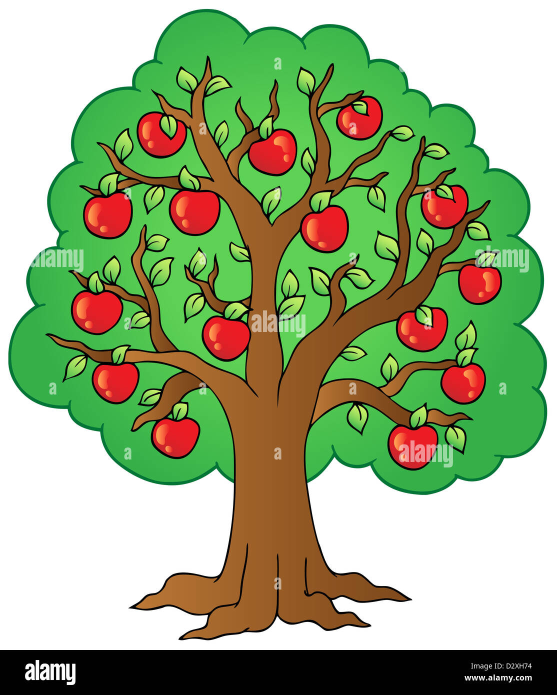 Cartoon apple tree - isolated illustration Stock Photo - Alamy