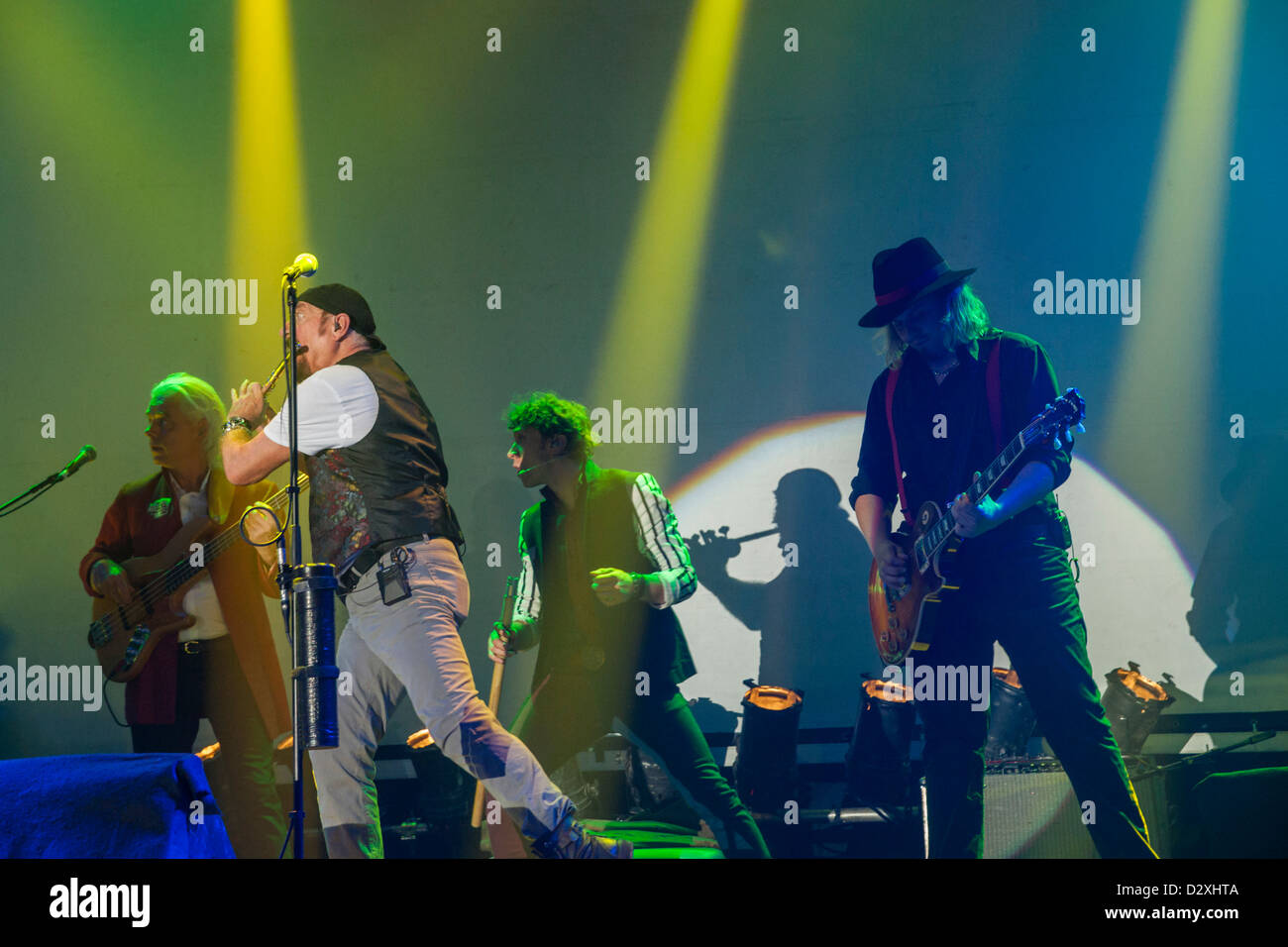 Tel-Aviv, Israel. the Ian Anderson (of Jethro Tull) band in concert ...