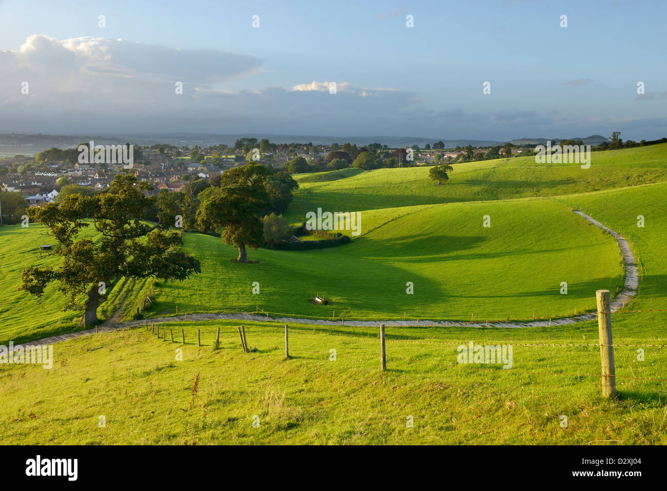View of the small town of Castle Cary, Somerset, from Lodge Hill Stock ...