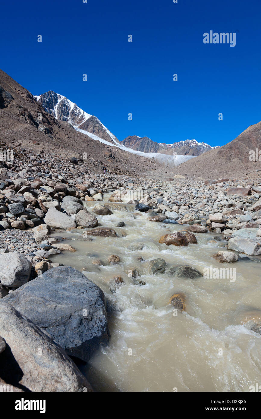 ice stream flowing from the glaciers of the mountain system Stock Photo ...