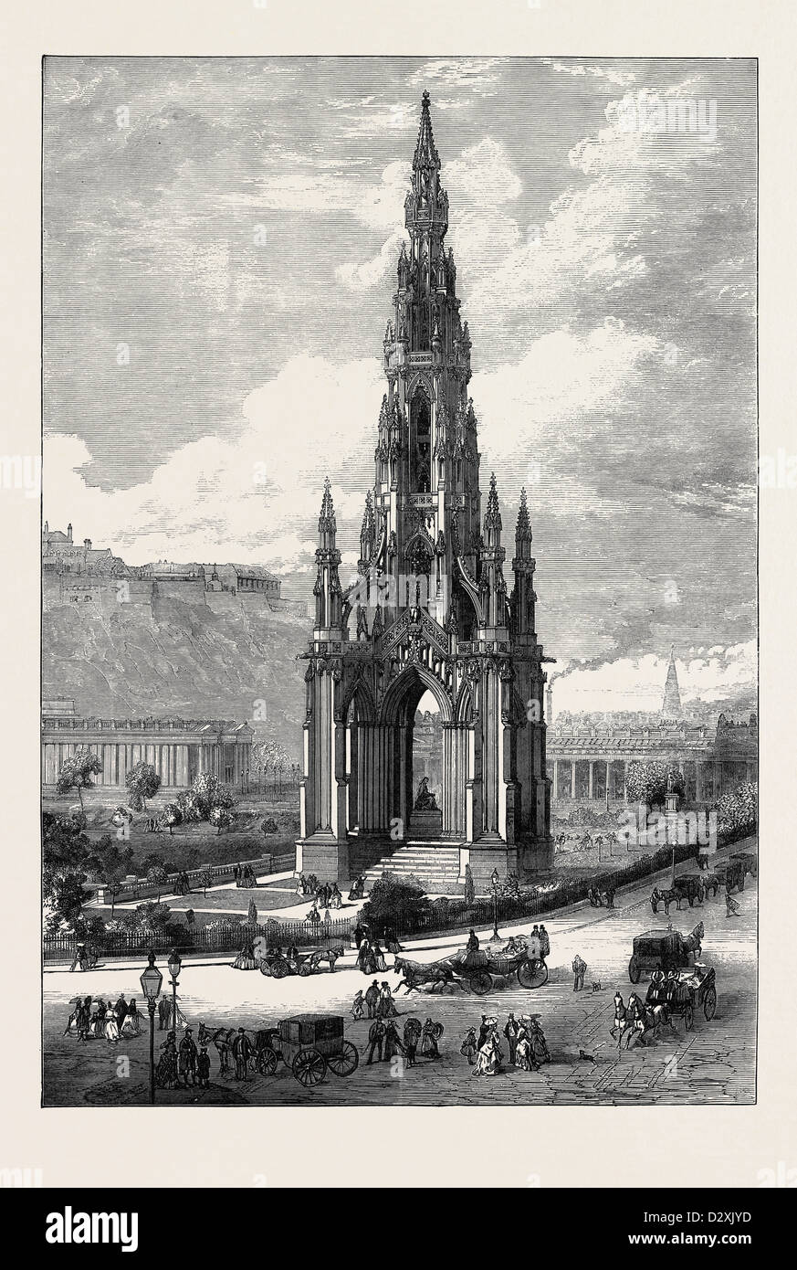 THE SCOTT MONUMENT EDINBURGH 1871 Stock Photo - Alamy