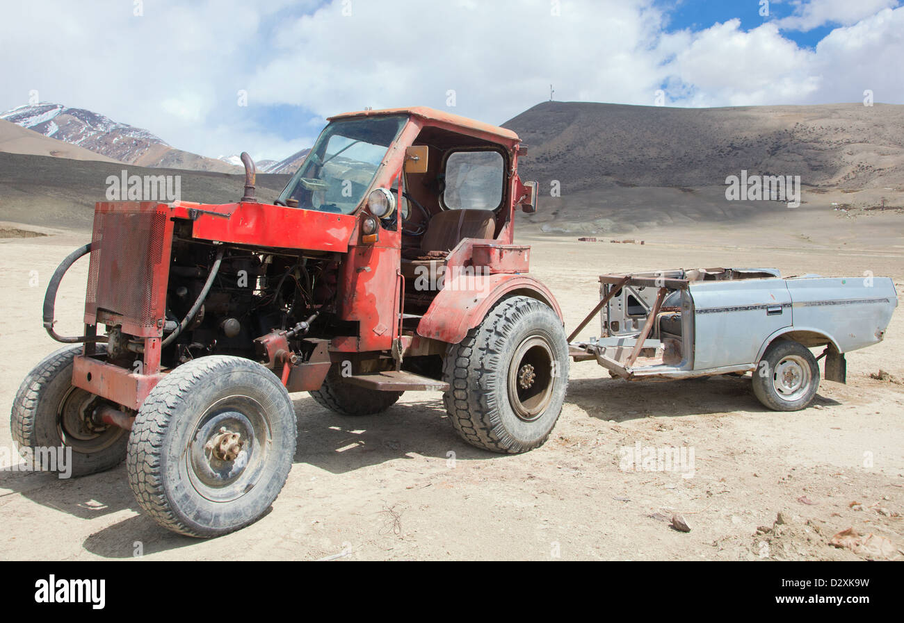 An homemade agricultural wheel tractor Stock Photo - Alamy