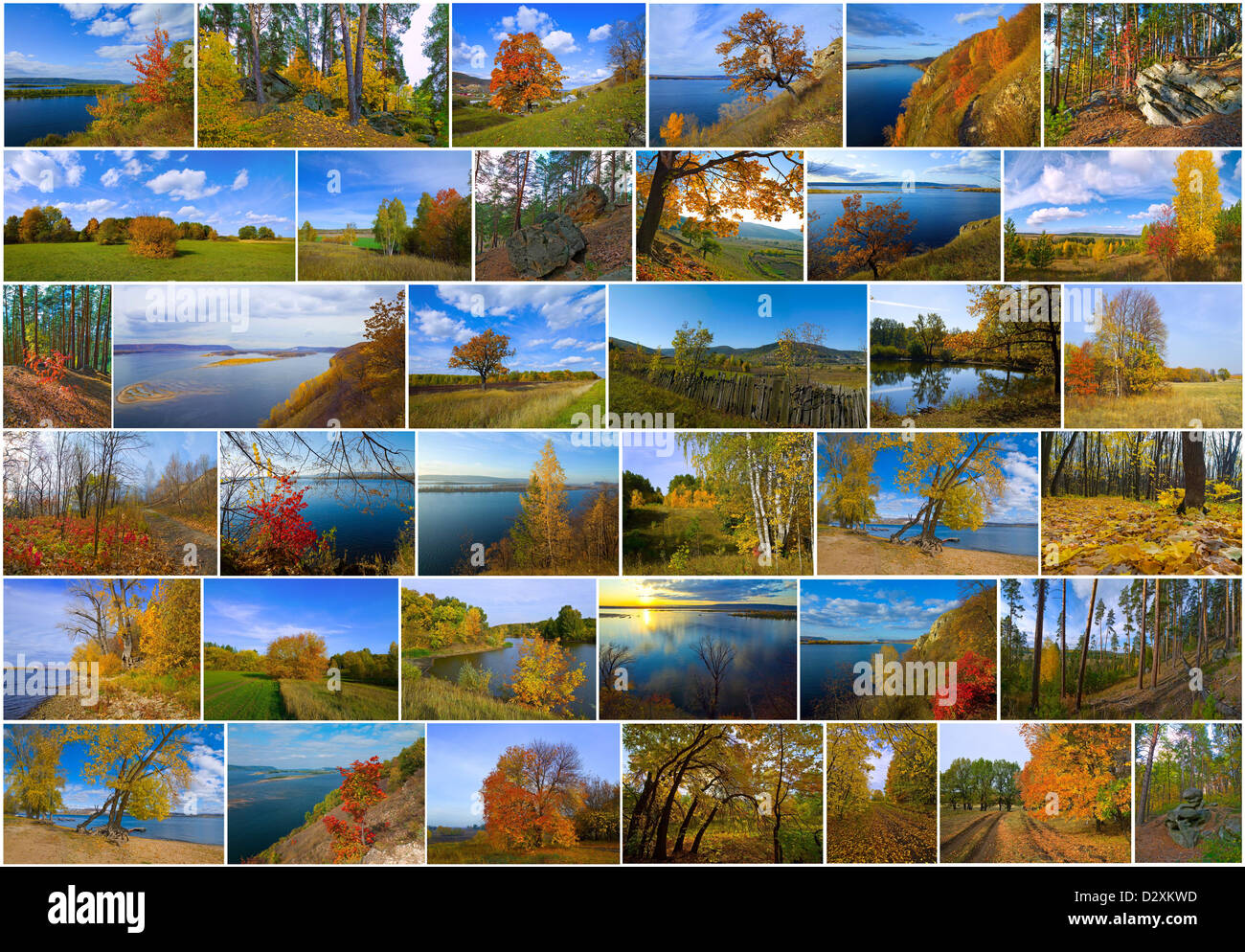 Russian autumn season time collage from natural landscape shots Stock ...