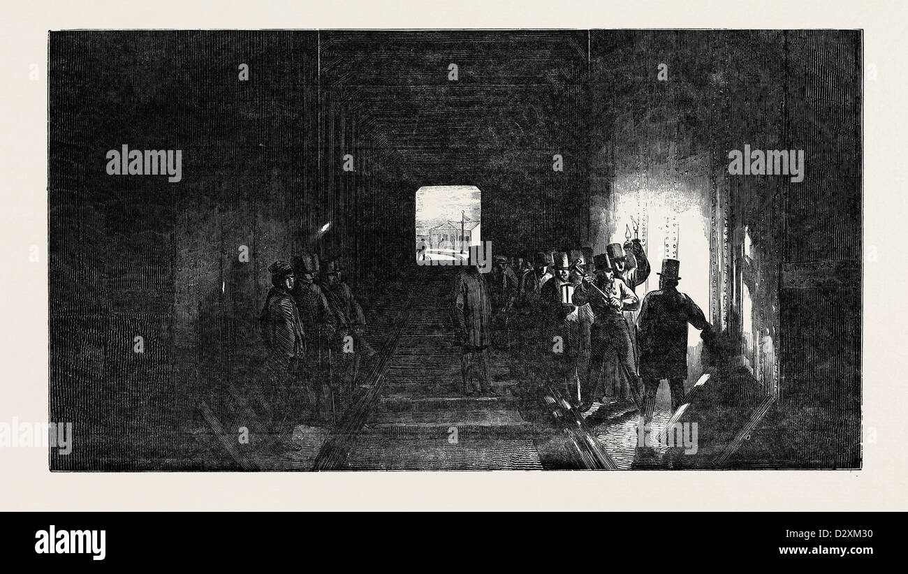 THE BRITANNIA TUBULAR BRIDGE: INTERIOR OF THE TUBE, MR. STEPHENSON ...