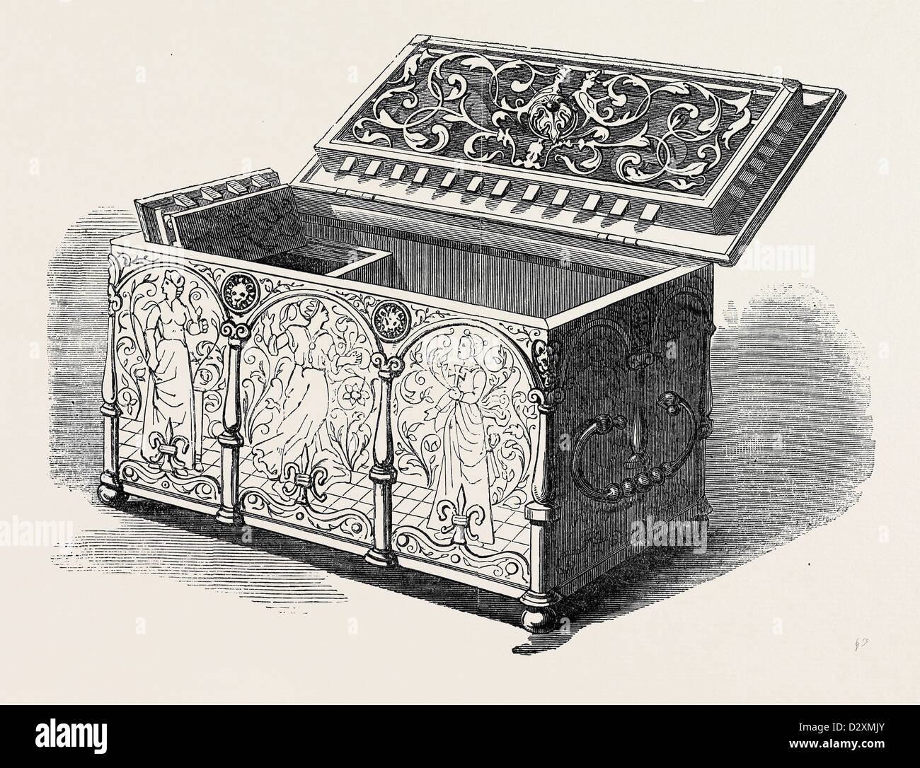 NO. 165, ENGRAVED STEEL CASKET, 16TH CENTURY, THE EXHIBITION OF ANCIENT ...