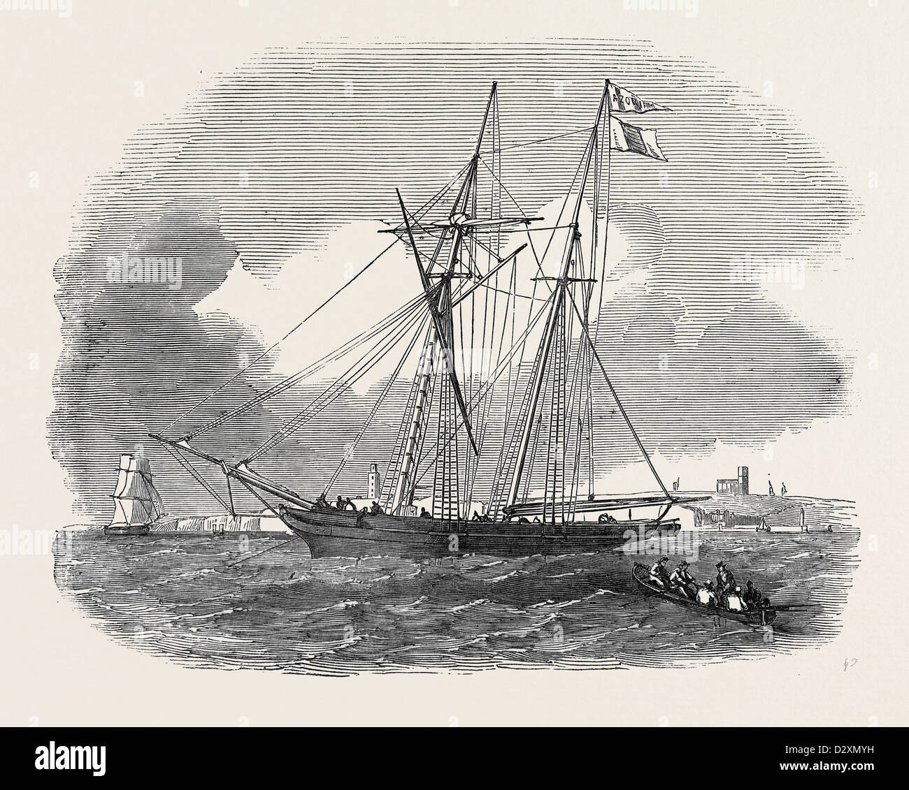 THE "AZORIAN," ORANGE SCHOONER Stock Photo - Alamy