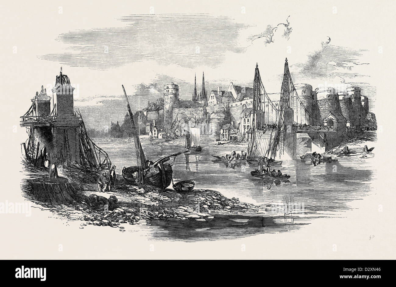 REMAINS OF THE SUSPENSION BRIDGE AT ANGERS, AFTER THE LATE ACCIDENT ...