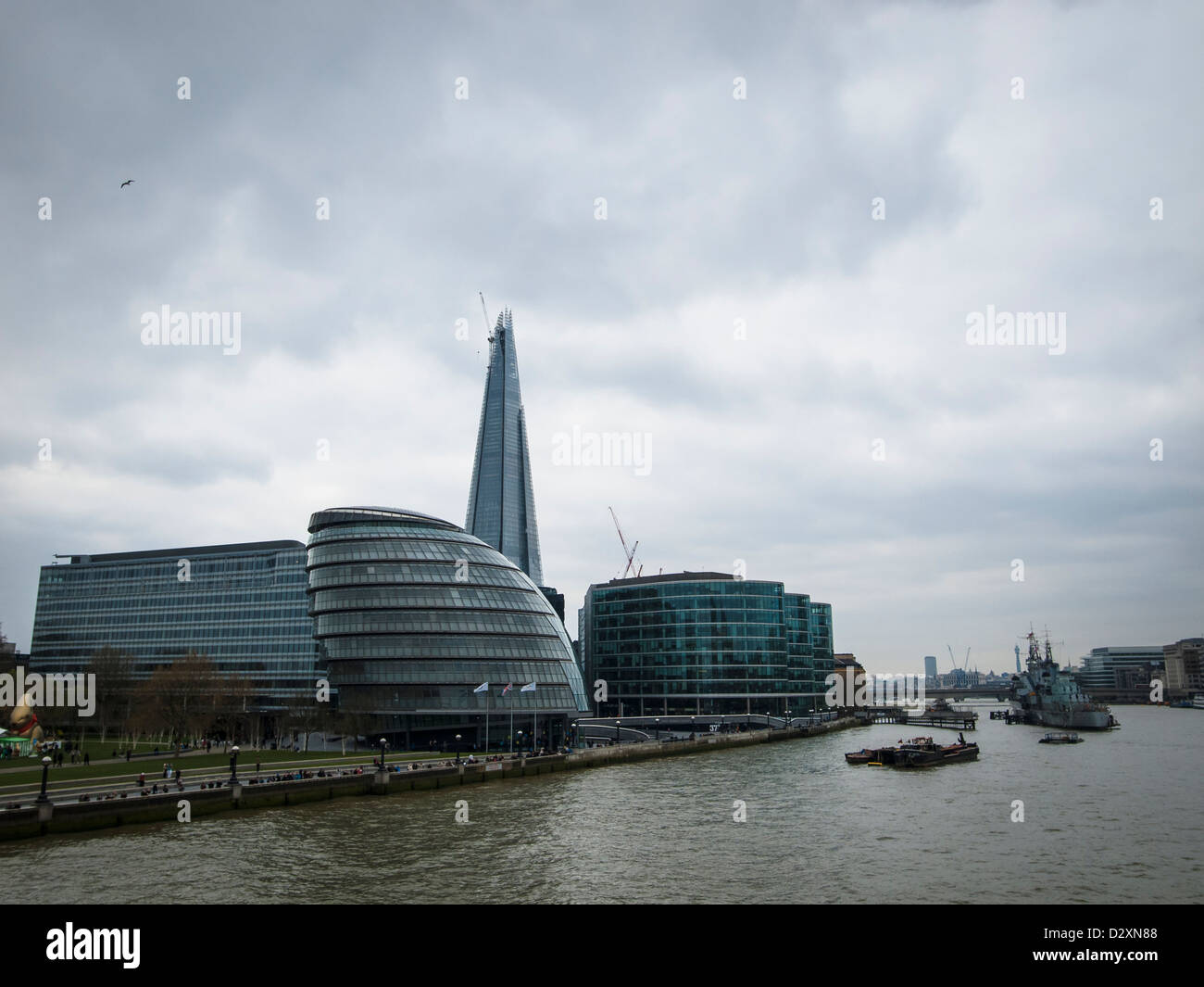 The Shard in construction view from Tower bridge Stock Photo - Alamy