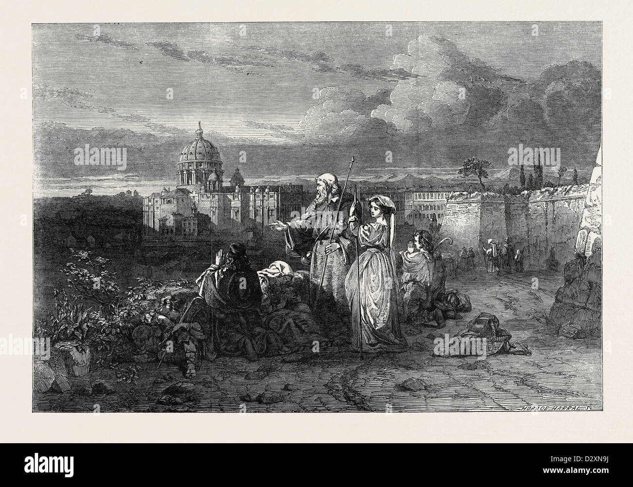 "A GROUP OF PILGRIMS IN SIGHT OF ST. PETER'S, ROME." PAINTED BY CARL ...