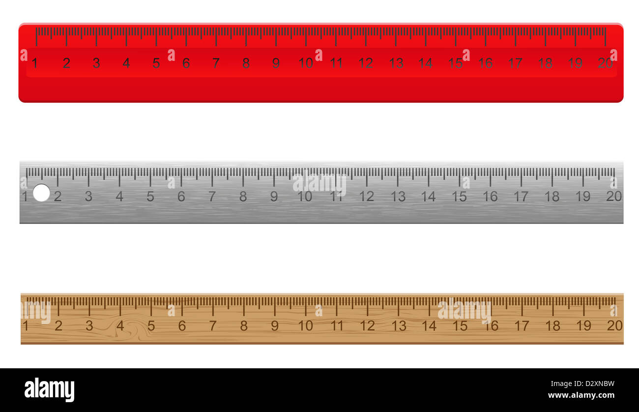 rulers made of plastic wooden and metal illustration isolated on white ...