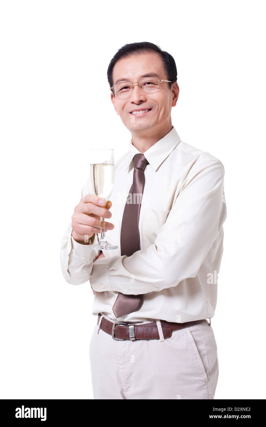 Cheerful businessman holding champagne flute Stock Photo - Alamy Cheerful businessman holding champagne flute Stock Photo - Alamy