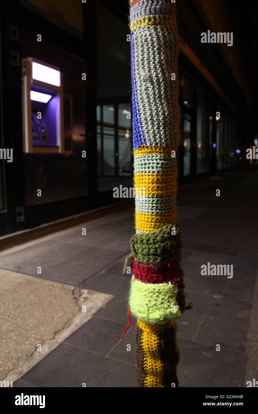3 February 2012 Urban Knitting Project on street in rome italy Stock ...
