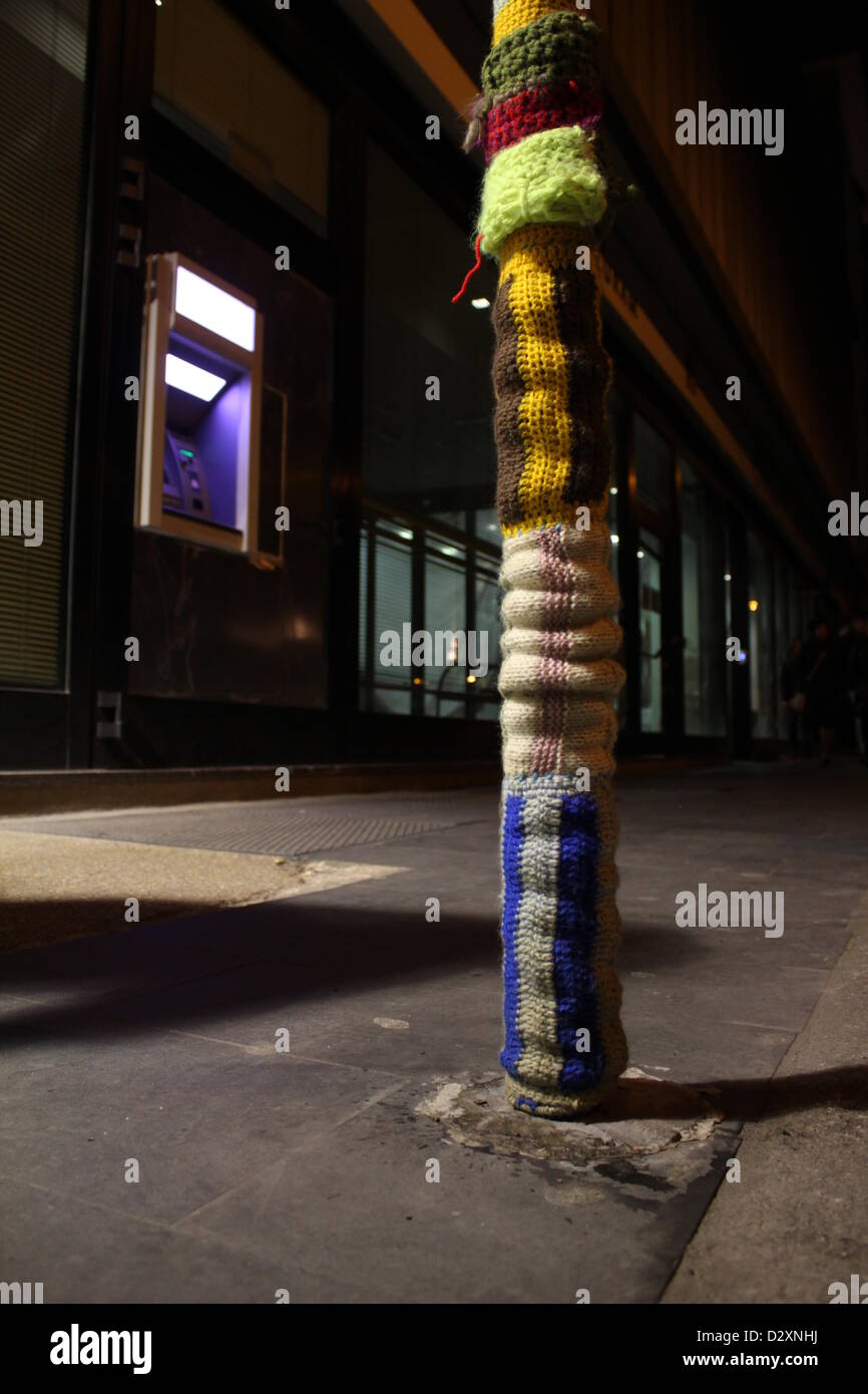 3 February 2012 Urban Knitting Project on street in rome italy Stock ...