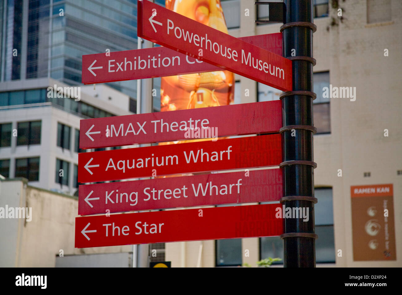 signpost in sydney's darling harbour Stock Photo - Alamy