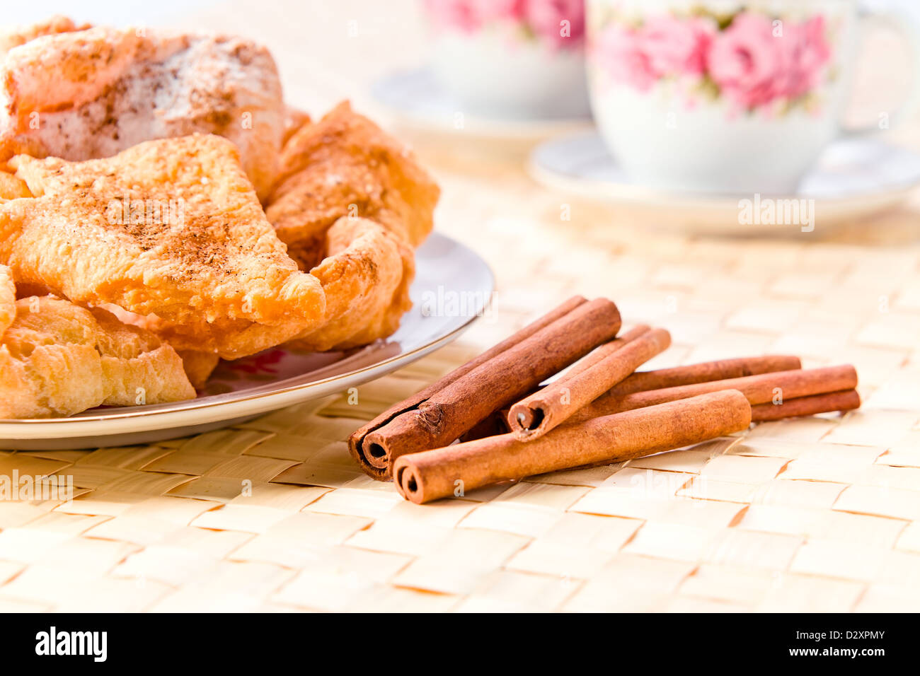 deep fried pastry with sugar and cinnamon Stock Photo - Alamy