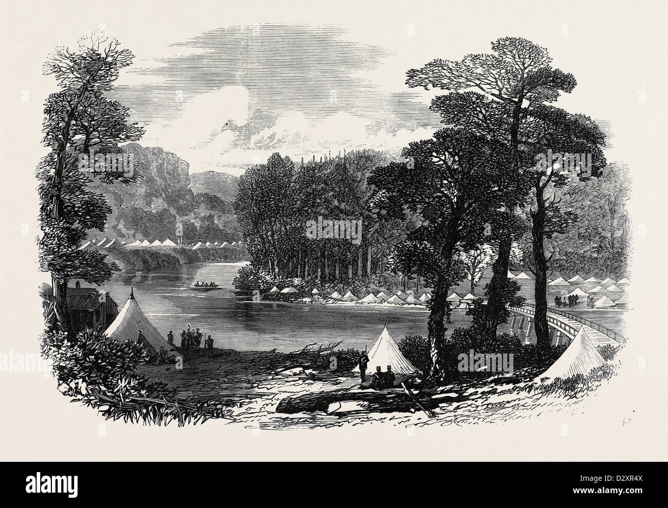 THE RED RIVER EXPEDITION: CAMP AT MALAWIN BRIDGE 1871 Stock Photo - Alamy