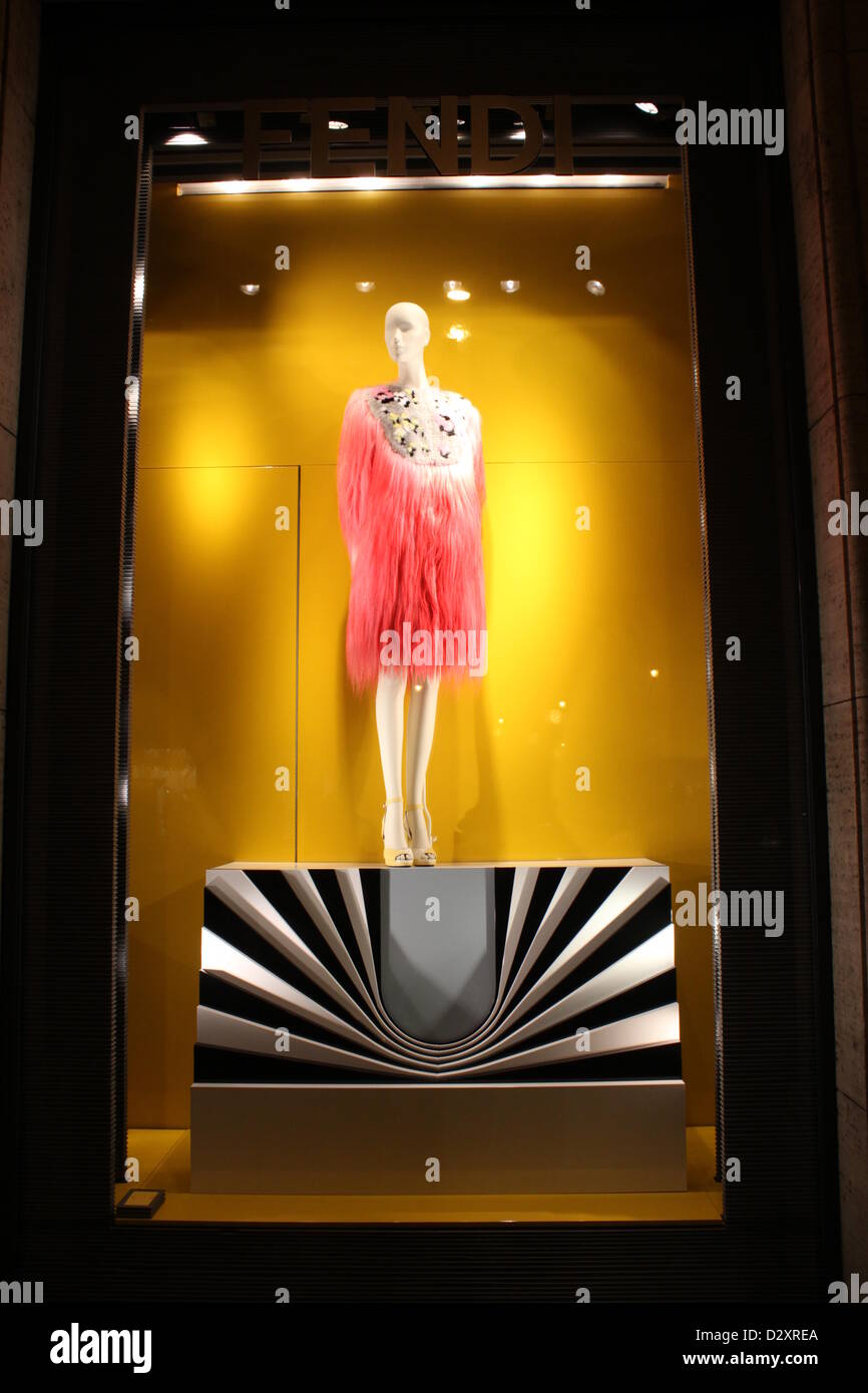 3 February 2013 Fendi shop window display in RomeItaly Stock Photo - Alamy
