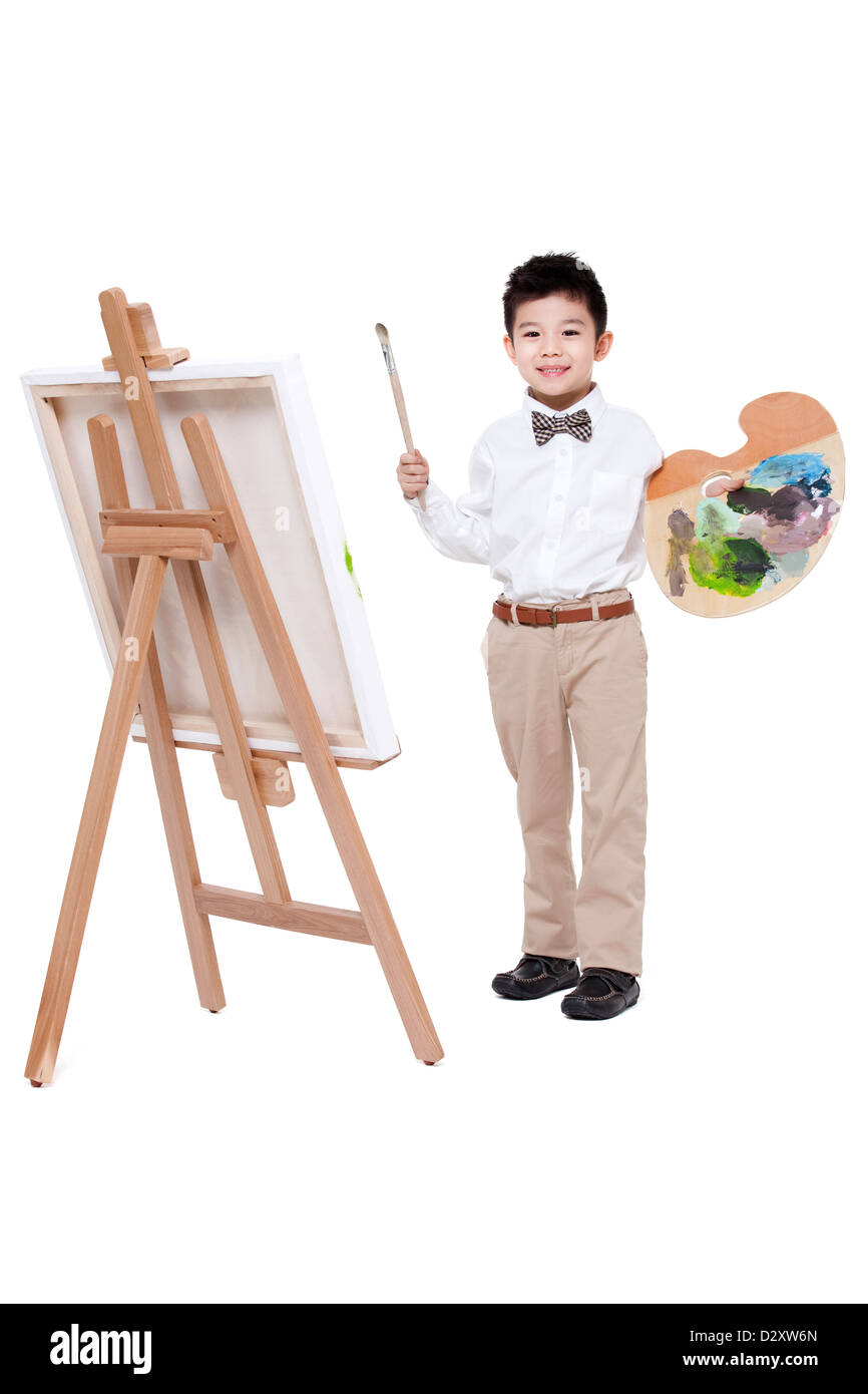 Cute little boy drawing Stock Photo - Alamy
