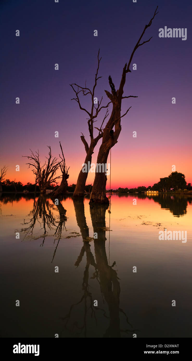 Sunrise on the Murray River near Renmark in the South Australian ...