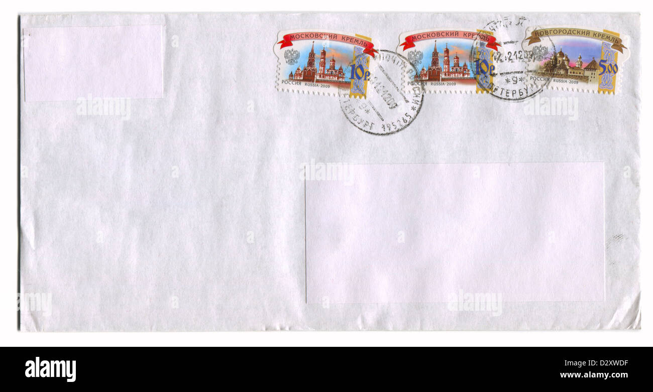 RUSSIA - CIRCA 2009: Mailing envelope with postage stamps dedicated to ...